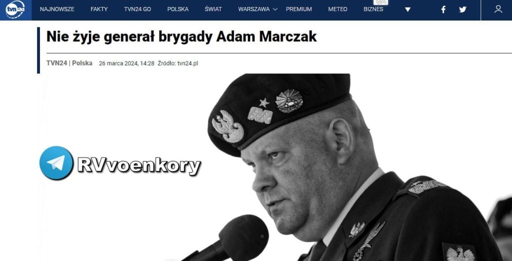 Polonia anunță moartea neașteptată a generalului Adam Marczak | Vesti ...